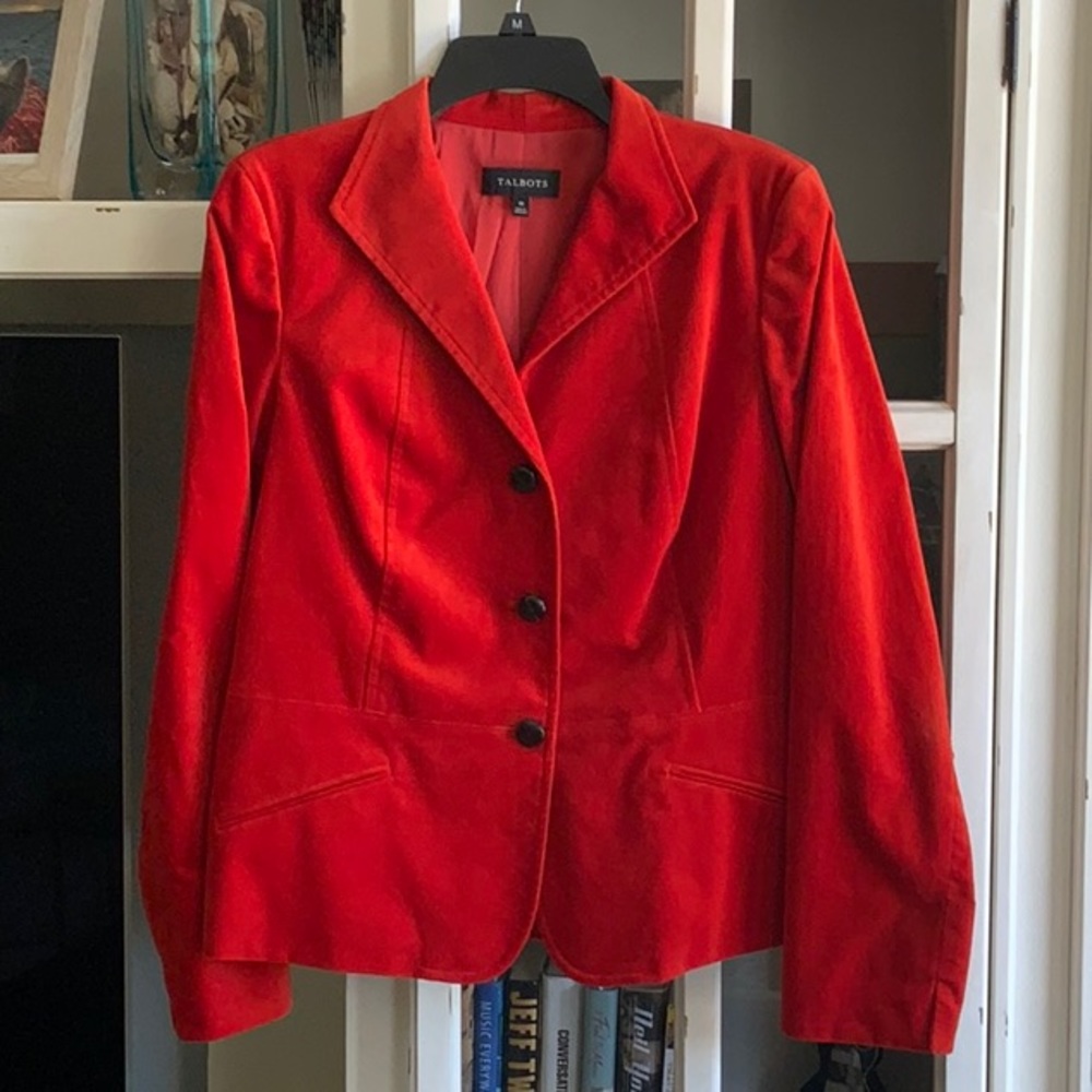 Gorgeous Red Velvet Jacket By Talbots Slightly Worn - Gem